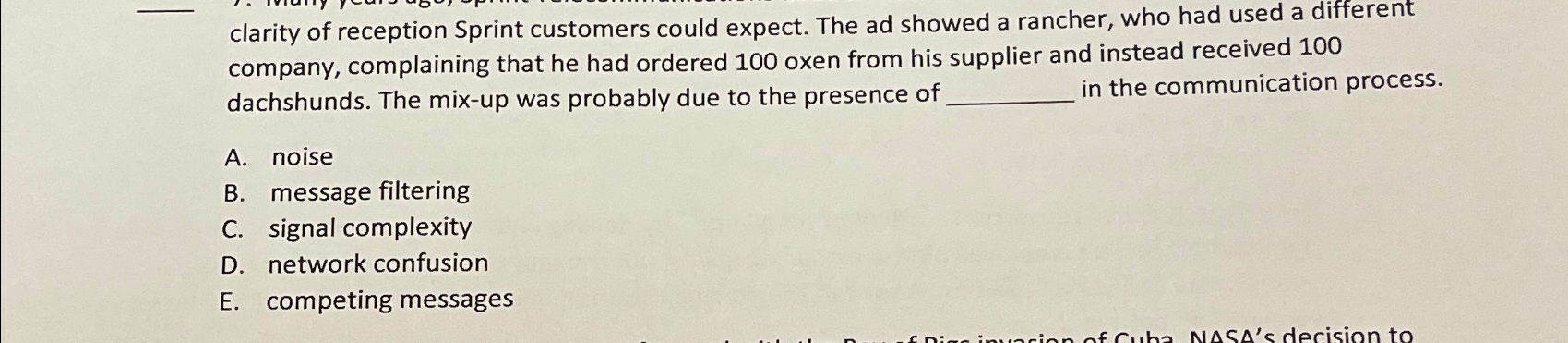 Solved clarity of reception Sprint customers could expect. | Chegg.com