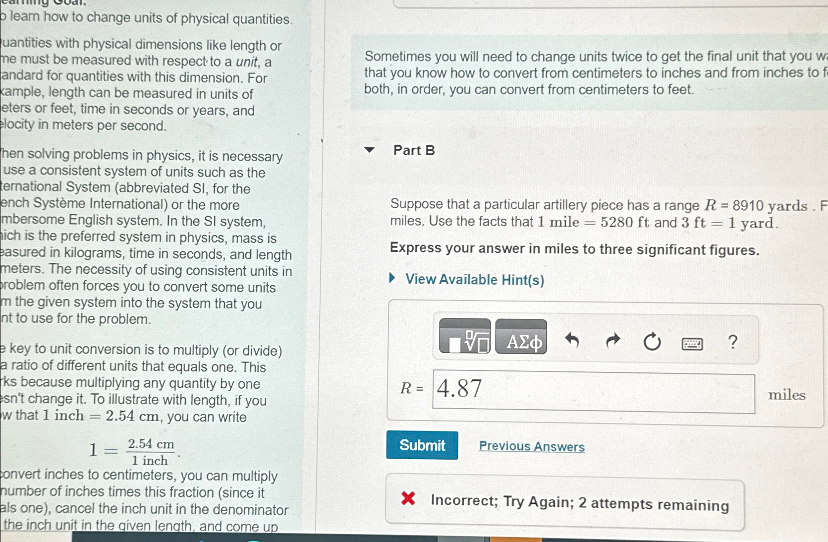 Solved p learn how to change units of physical | Chegg.com