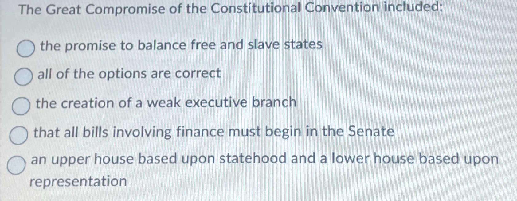 Solved The Great Compromise of the Constitutional Convention | Chegg.com
