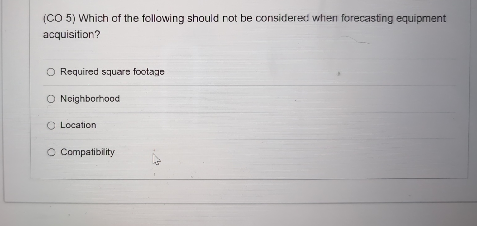 Solved (CO 5) ﻿Which of the following should not be | Chegg.com