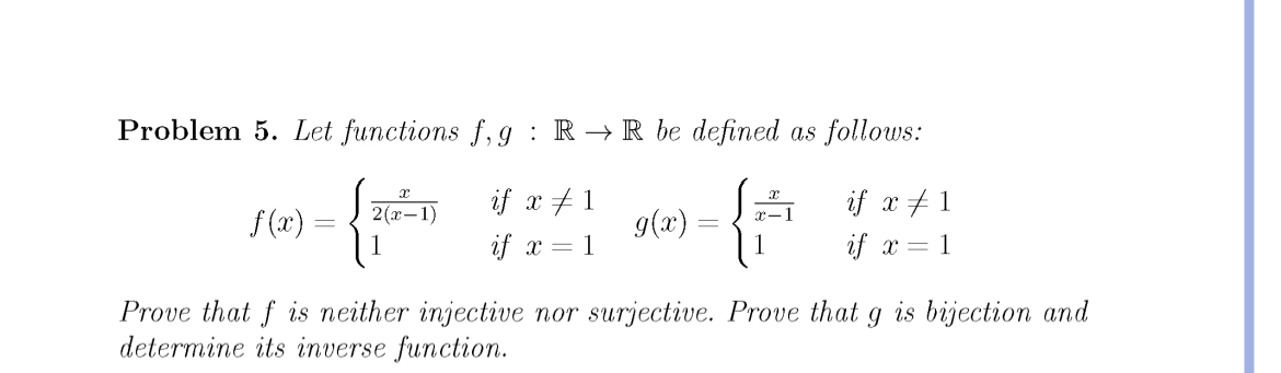 Solved Problem 5. ﻿Let functions f,g:R→R ﻿be defined as | Chegg.com