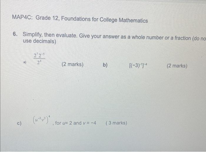 Solved MAP4C: Grade 12, Foundations for College Mathematics | Chegg.com
