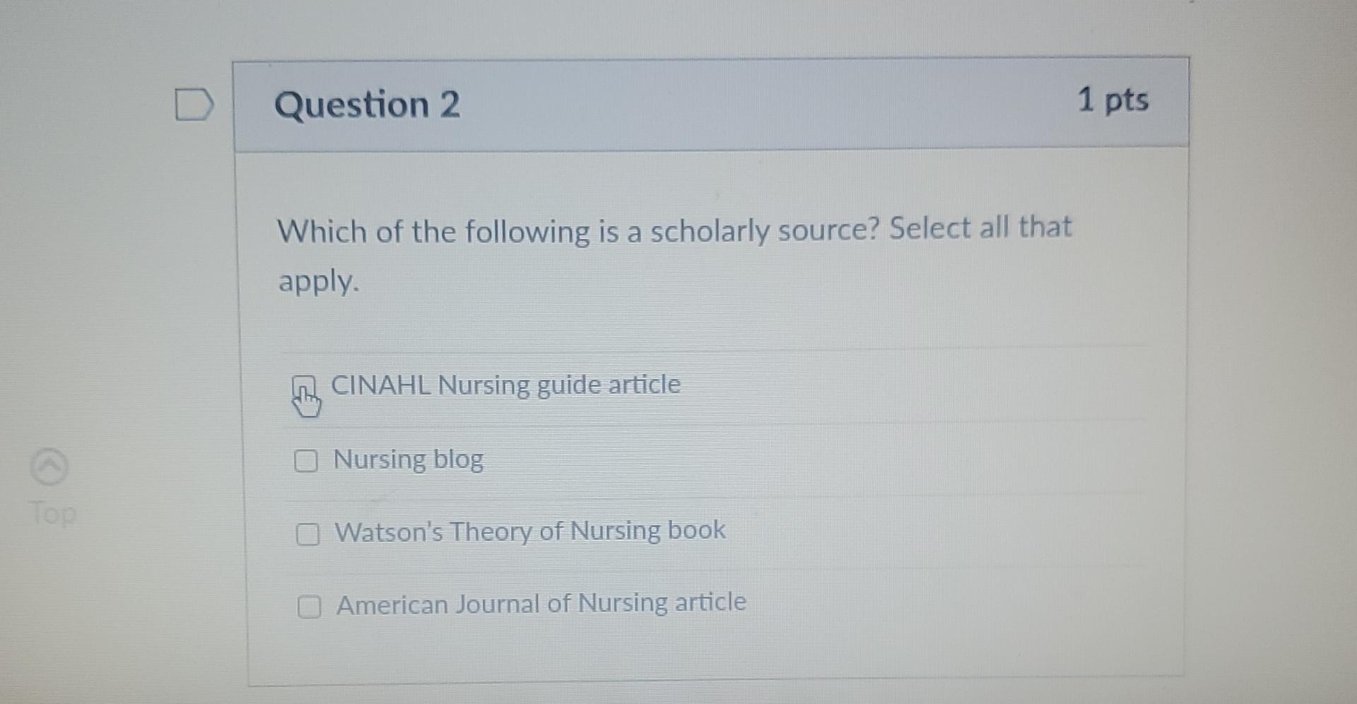 Solved Question 21 ﻿ptsWhich of the following is a scholarly | Chegg.com