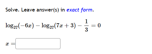 Solved Solve. Leave answer(s) ﻿in exact | Chegg.com