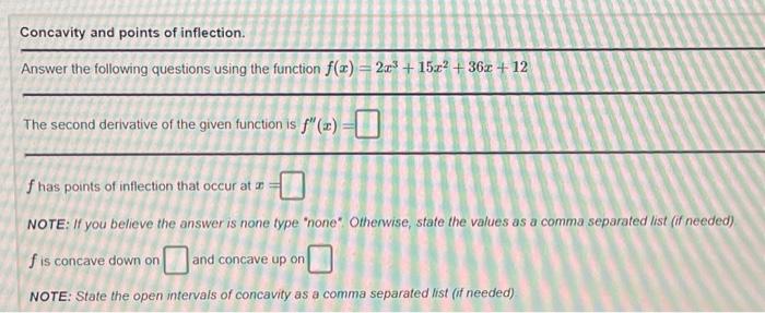 Solved Concavity and points of inflection. Answer the | Chegg.com
