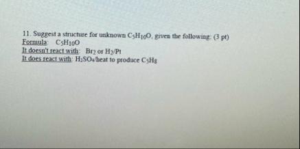 Solved Suggest a structure for unknown C5H10O, ﻿given the | Chegg.com
