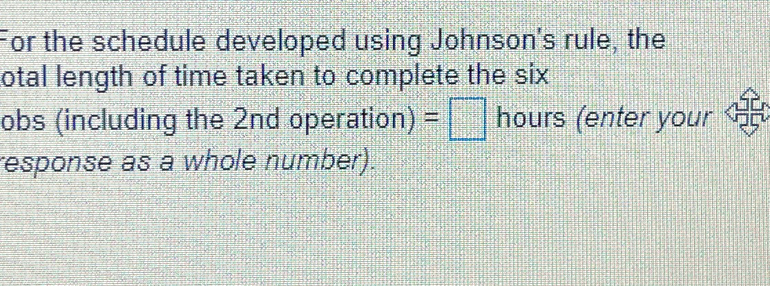 Solved =or the schedule developed using Johnson's rule, the | Chegg.com