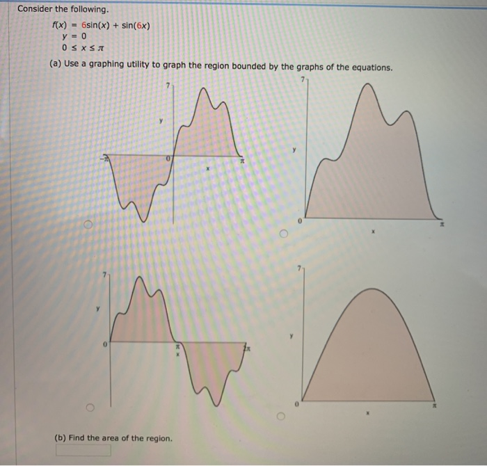 Solved Consider the following. 6sin(x) + sin(6x) y = 0 OS XS | Chegg.com