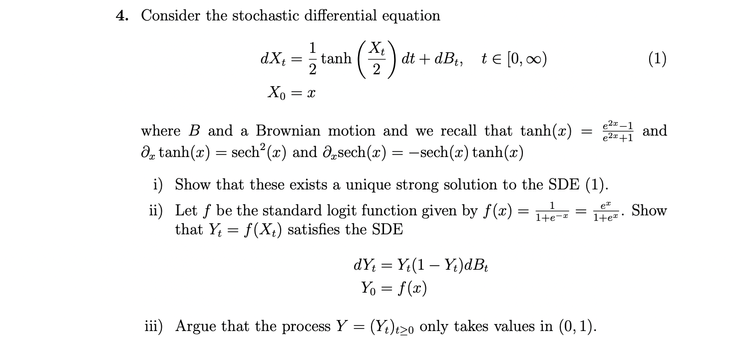 Solved Consider the stochastic differential | Chegg.com