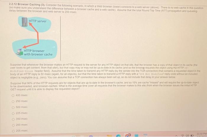 Solved 2.2.12 Browser Caching (3), Consider the following | Chegg.com