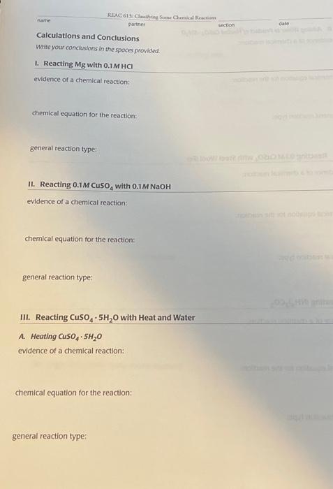 Solved Calculations and Conclusions Write your conclusions | Chegg.com