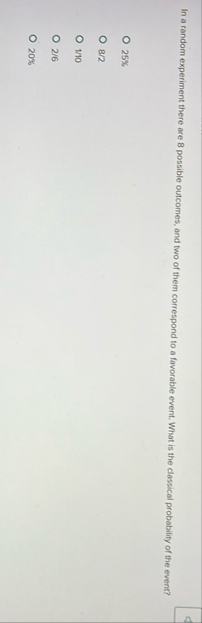 Solved In a random experiment there are 8 ﻿possible | Chegg.com