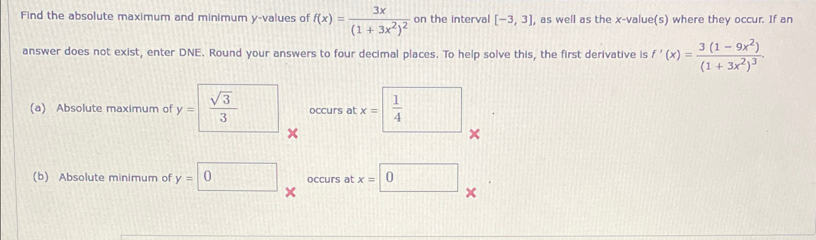 Solved Find the absolute maximum and minimum y-values of | Chegg.com