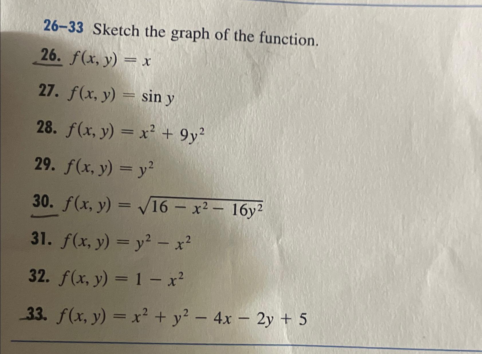 Solved 26-33 ﻿Sketch the graph of the | Chegg.com