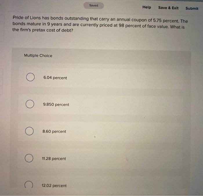Solved Saved Help Save & Exit Submit Pride of Lions has | Chegg.com