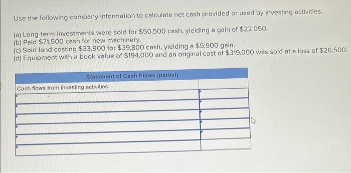 Solved Use the following company information to calculate | Chegg.com