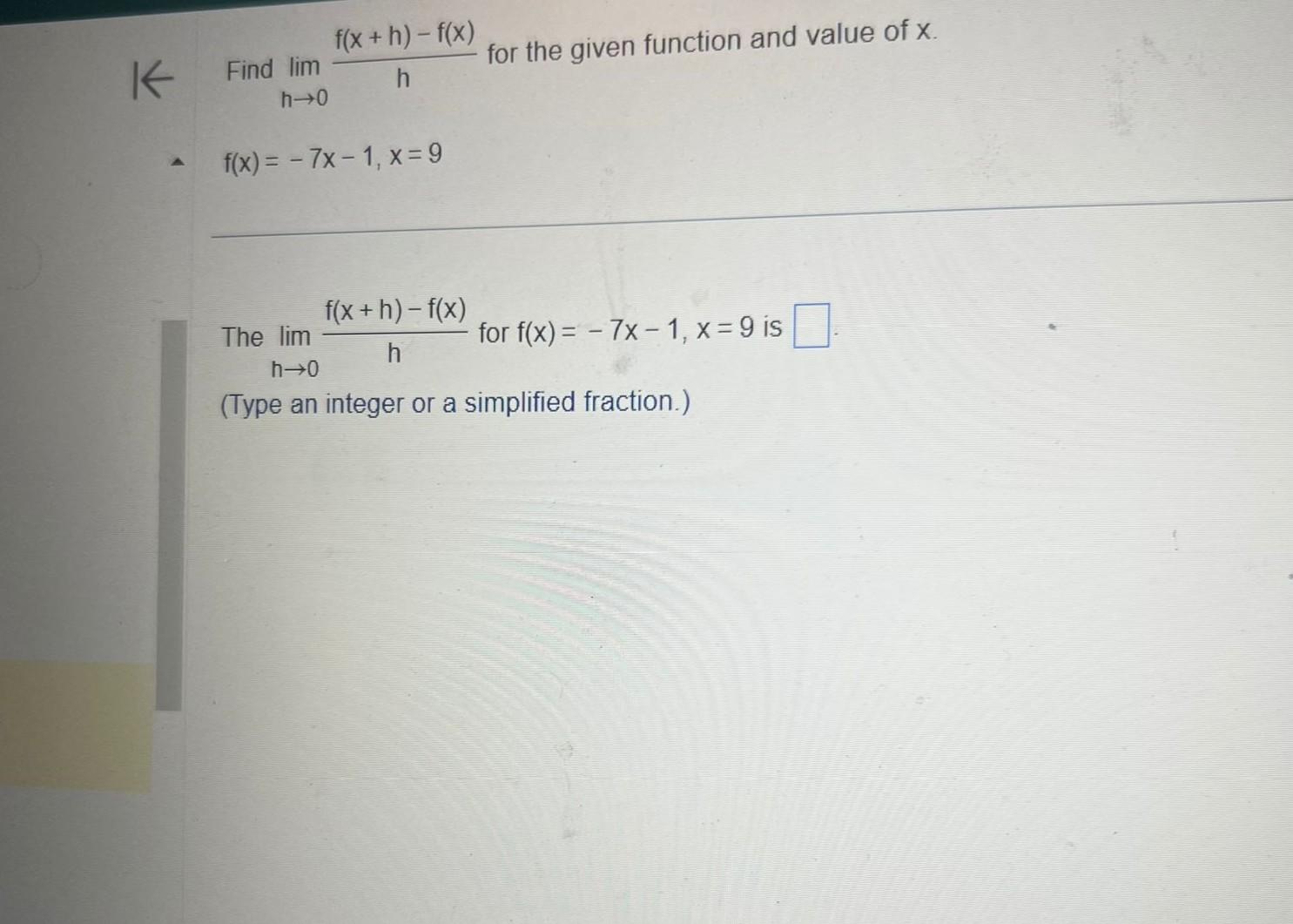 Solved Find Lim F X H F X H For The Given Function And