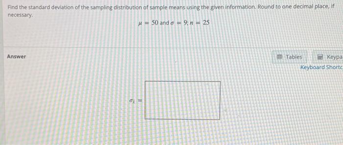 Solved Find The Standard Deviation Of The Sampling