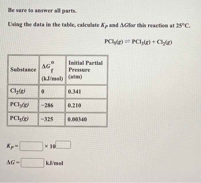 Solved Be sure to answer all parts. Using the data in the | Chegg.com