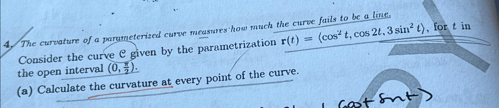 Solved The curvature of a parameterized curve meusures how | Chegg.com