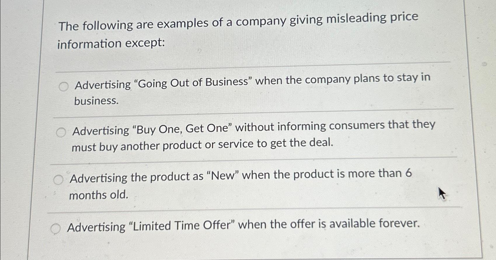 Solved The following are examples of a company giving | Chegg.com
