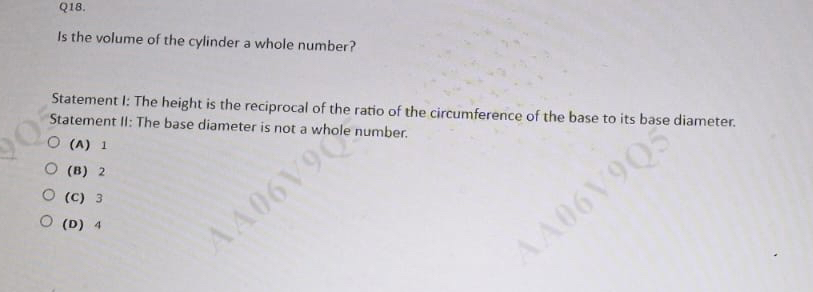 Solved Q18.Is the volume of the cylinder a whole | Chegg.com