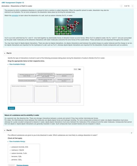 M107 Assignment Chapter 13 troduction to Solubility | Chegg.com