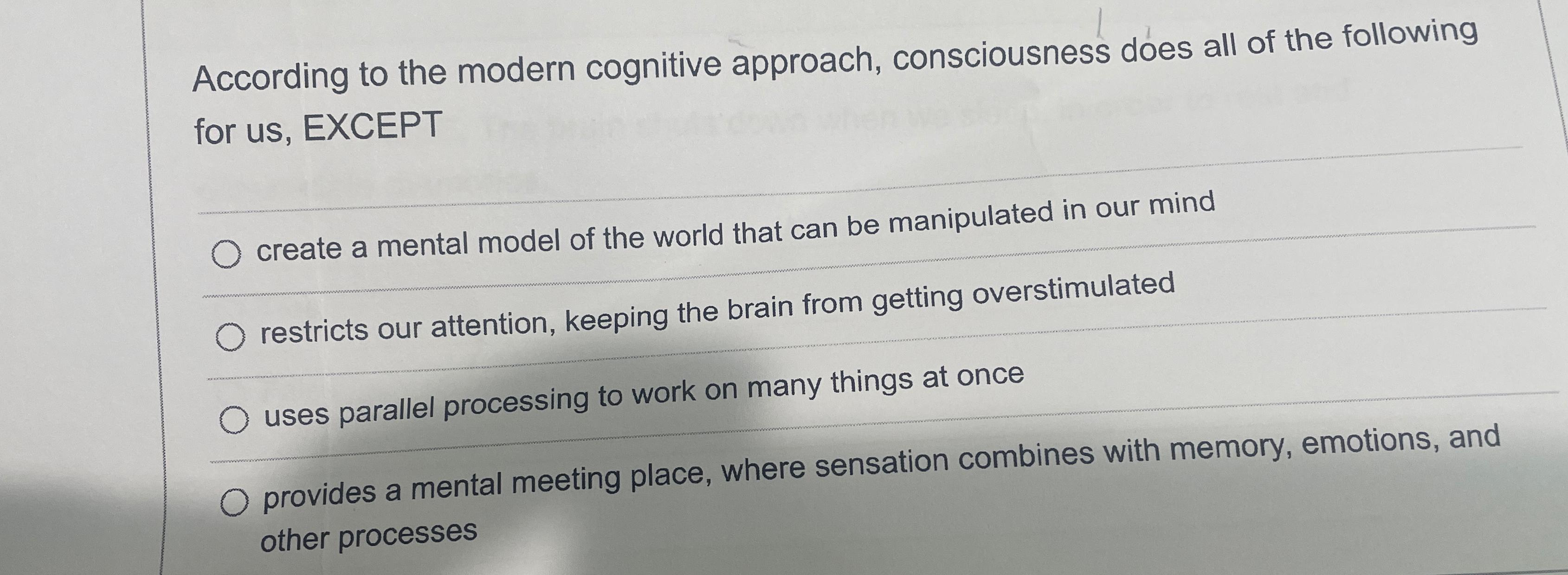 Solved According to the modern cognitive approach, | Chegg.com