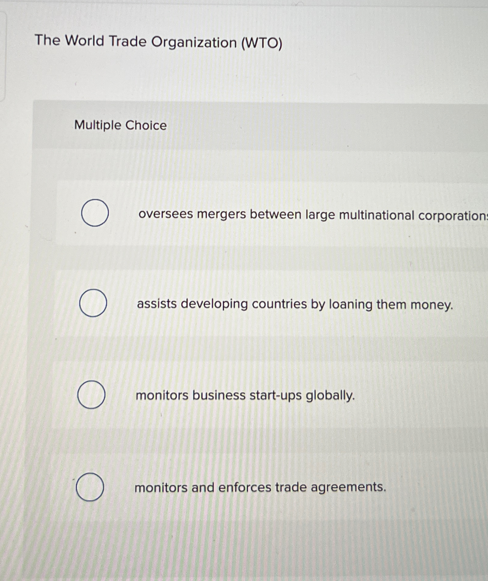 Solved The World Trade Organization (WTO)Multiple | Chegg.com