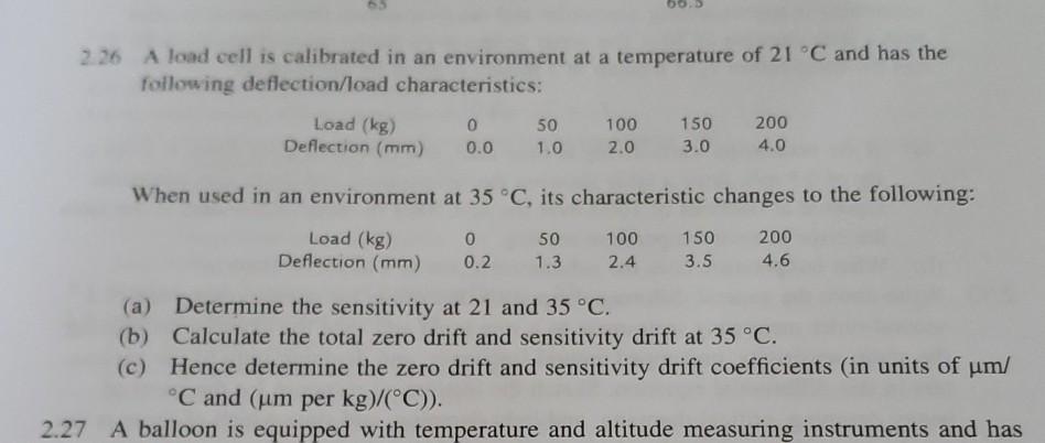 Solved 2.26 A load cell is calibrated in an environment at a | Chegg.com