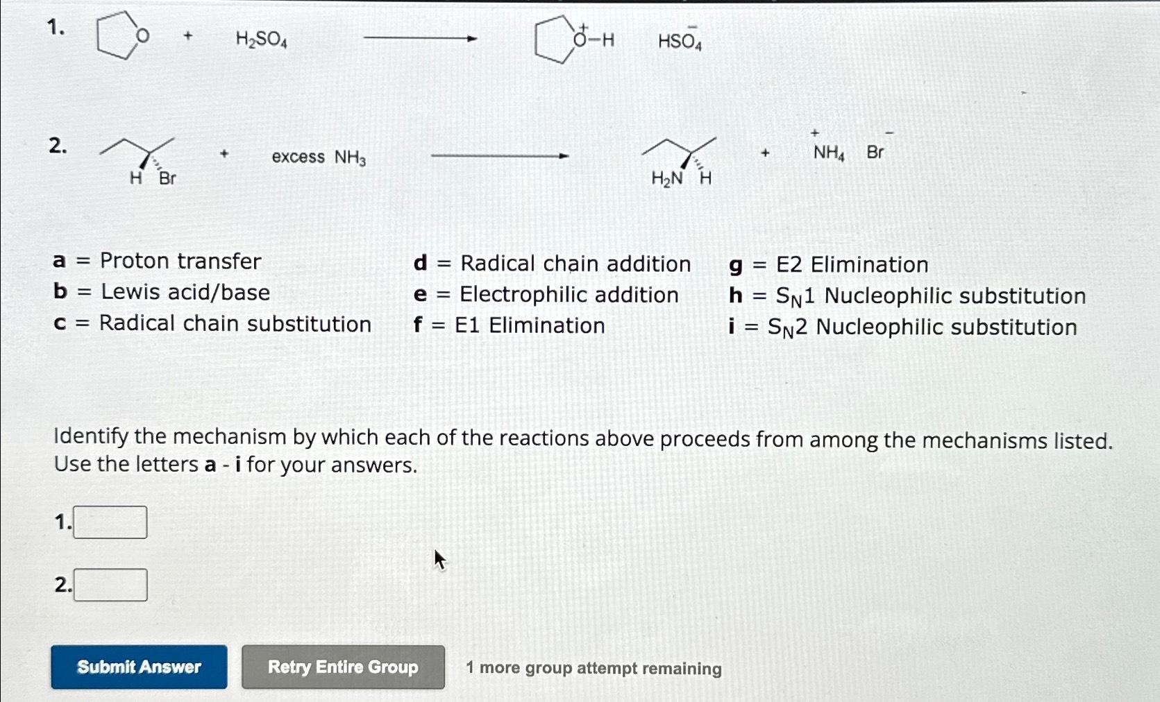 Solved a= ﻿Proton transferd = ﻿Radical chain additiong=E2 | Chegg.com