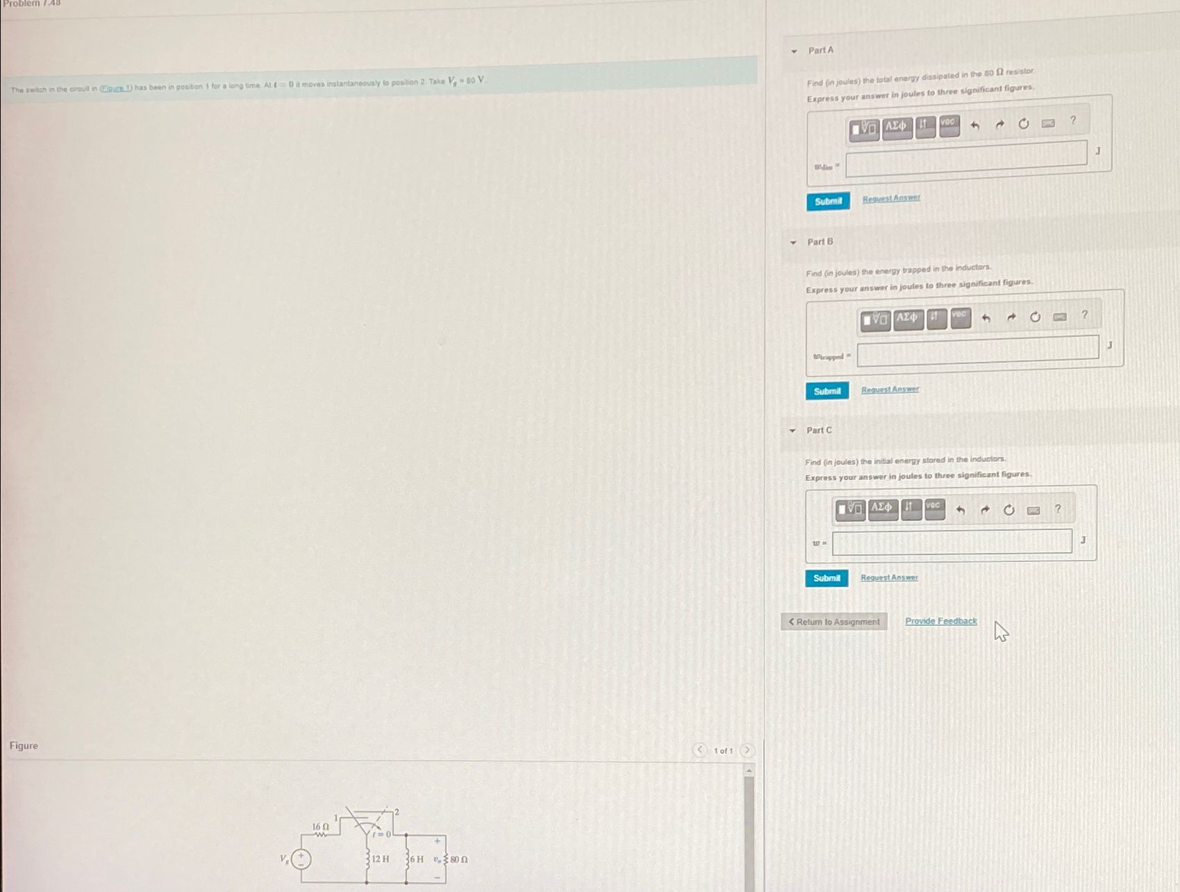 Solved Problem 1.48PartAFind (in joulas) ﻿the lotal energy | Chegg.com