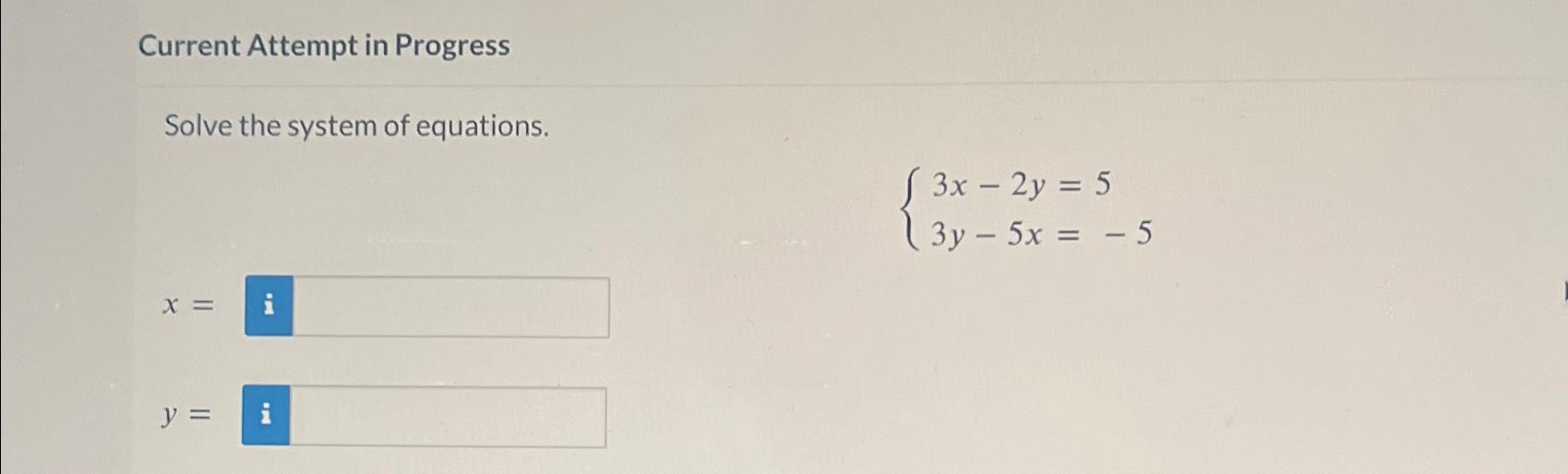 Solved Current Attempt in ProgressSolve the system of | Chegg.com