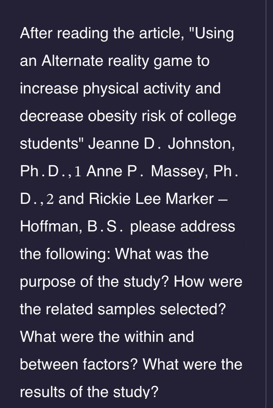 Solved After reading the article, "Using an Alternate | Chegg.com