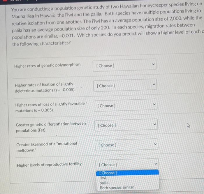 Solved You are conducting a population genetic study of two | Chegg.com