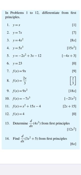 Solved In Problems 1 to 12, differentiate from first | Chegg.com