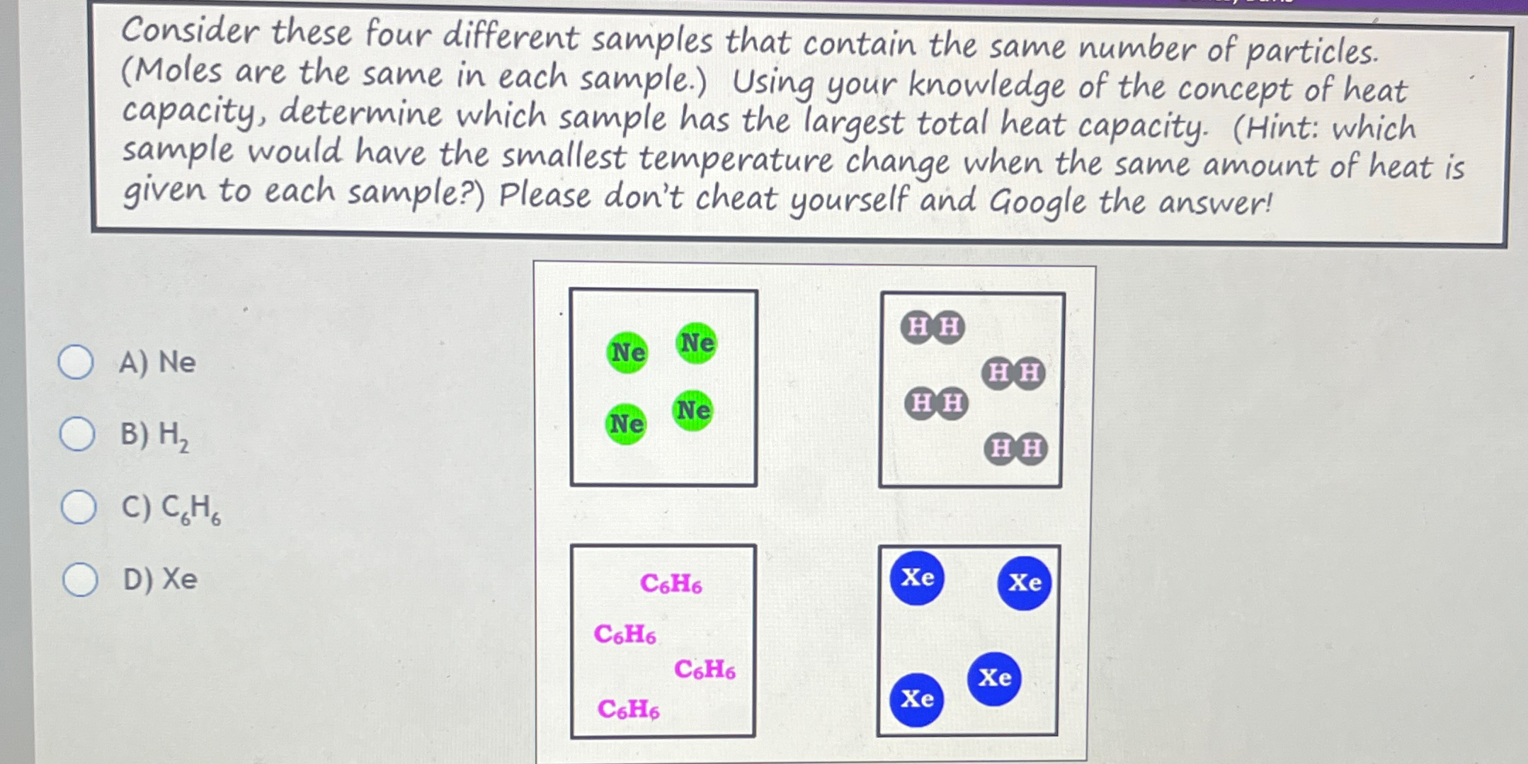 Solved Consider these four different samples that contain | Chegg.com