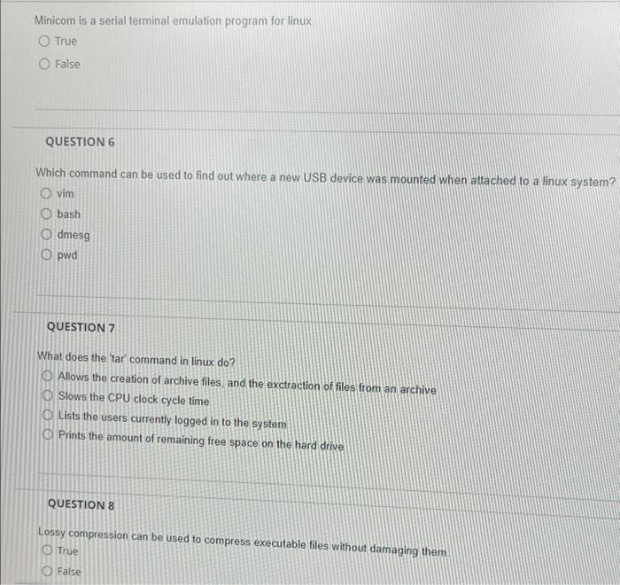 Solved Minicom is a serial terminal emulation program for | Chegg.com