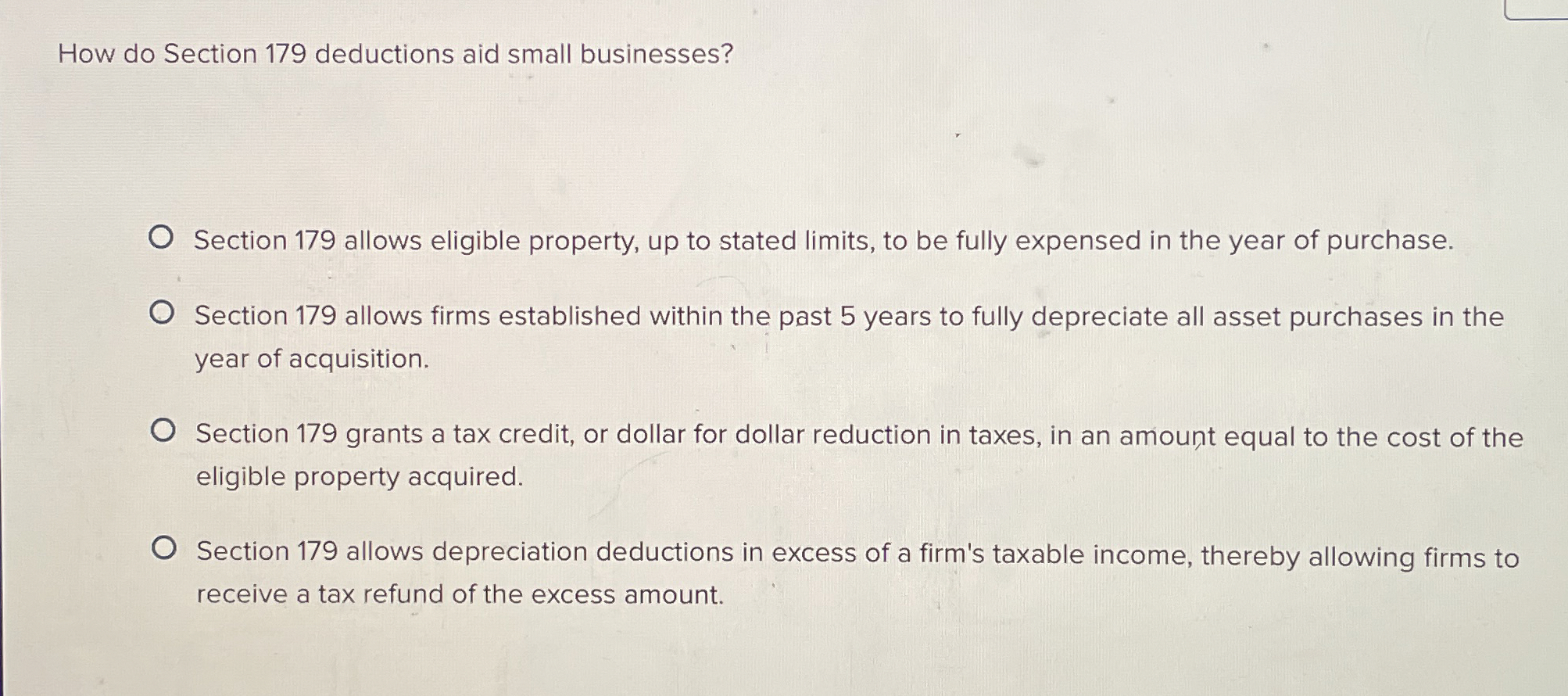 Solved How do Section 179 ﻿deductions aid small | Chegg.com