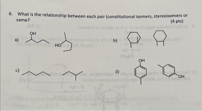 Solved 6. What is the relationship between each pair | Chegg.com