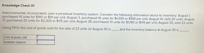 Solved Knowledge Check 01 Intercontinental, Incorporated, | Chegg.com