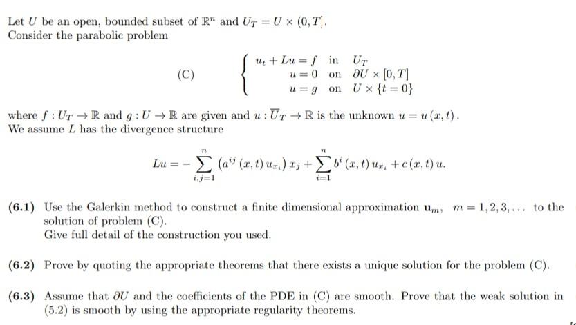 Solved Let U be an open, bounded subset of Rn and | Chegg.com