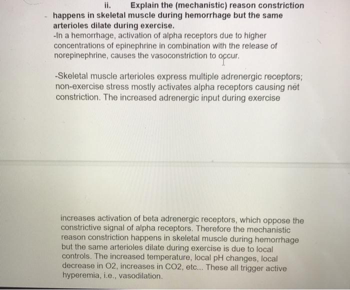 Solved ii. Explain the mechanistic) reason constriction | Chegg.com