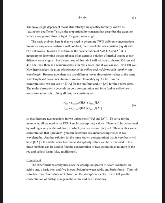 1 - The (3) The wavelength dependent molar | Chegg.com