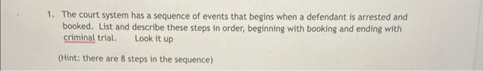 Solved 1. The court system has a sequence of events that | Chegg.com