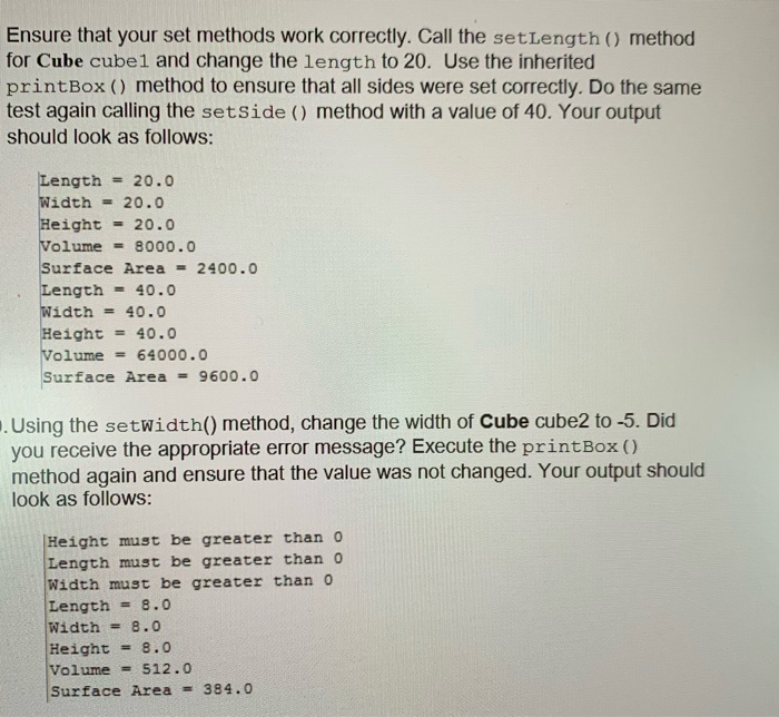 Solved Create A New Class Named Cube That Extends Box And 0761
