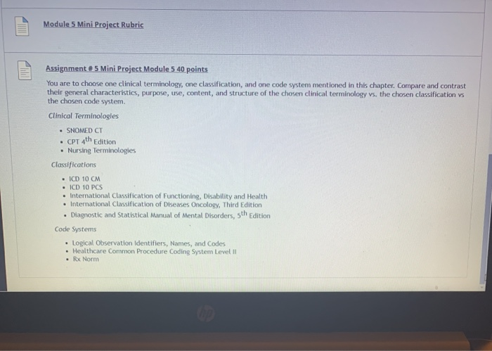 Solved Module 5 Mini Project Rubric Assignment #5 Mini | Chegg.com