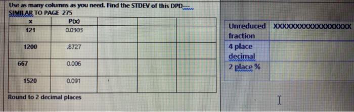 Solved Www Use as many columns as you need. Find the STDEV | Chegg.com