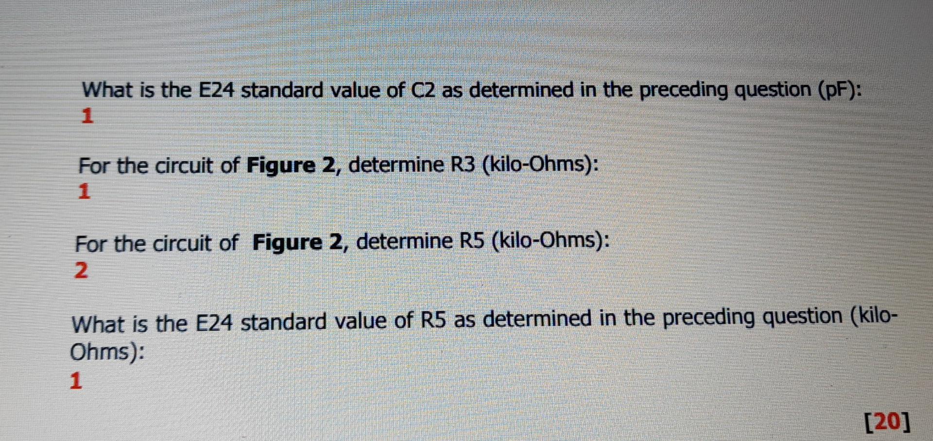 Solved What is the E24 standard value of C2 as determined in | Chegg.com