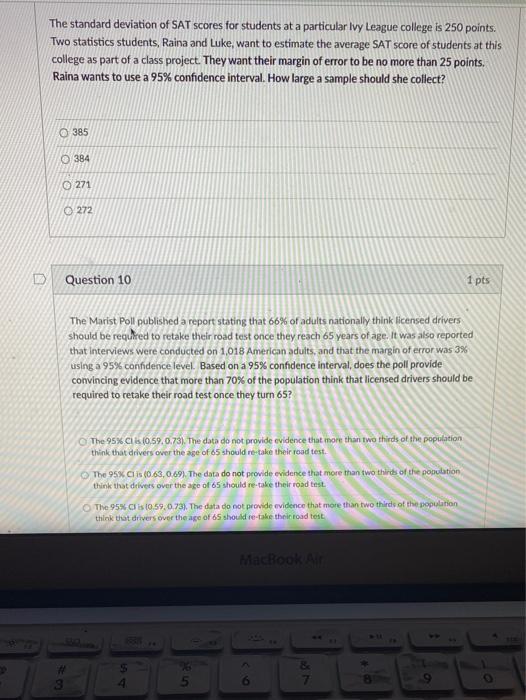 Solved The standard deviation of SAT scores for students at | Chegg.com